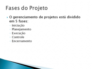 Fases do projeto - Prof. Alessandro Fazenda